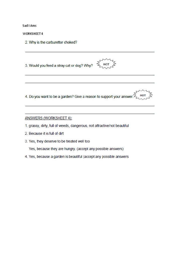 Sad I Ams Worksheet 4 | PDF