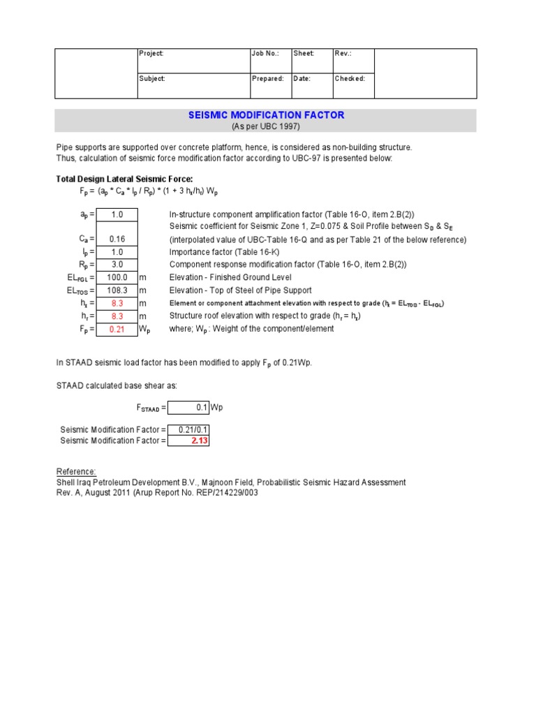 UBC - Seismic Modification Factor Calculation | PDF