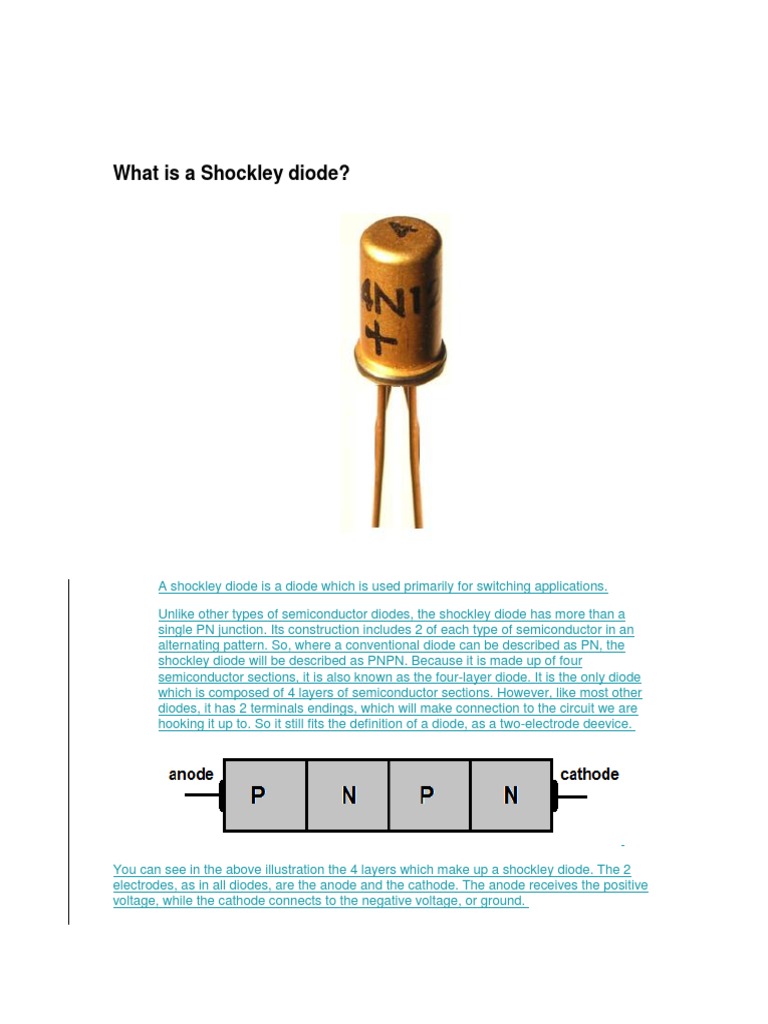 Shockley Diode: Function and Applications | PDF | Diode | Light ...