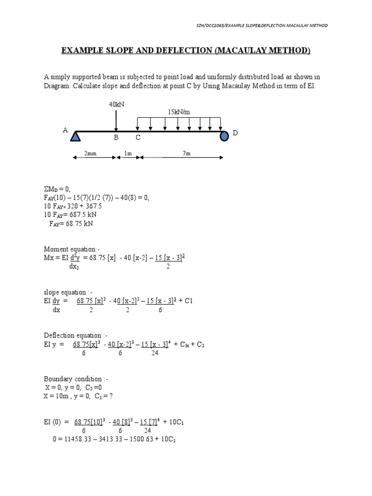 Example Slope Deflection (Macaulay Method) | PDF | Physics | Mechanics