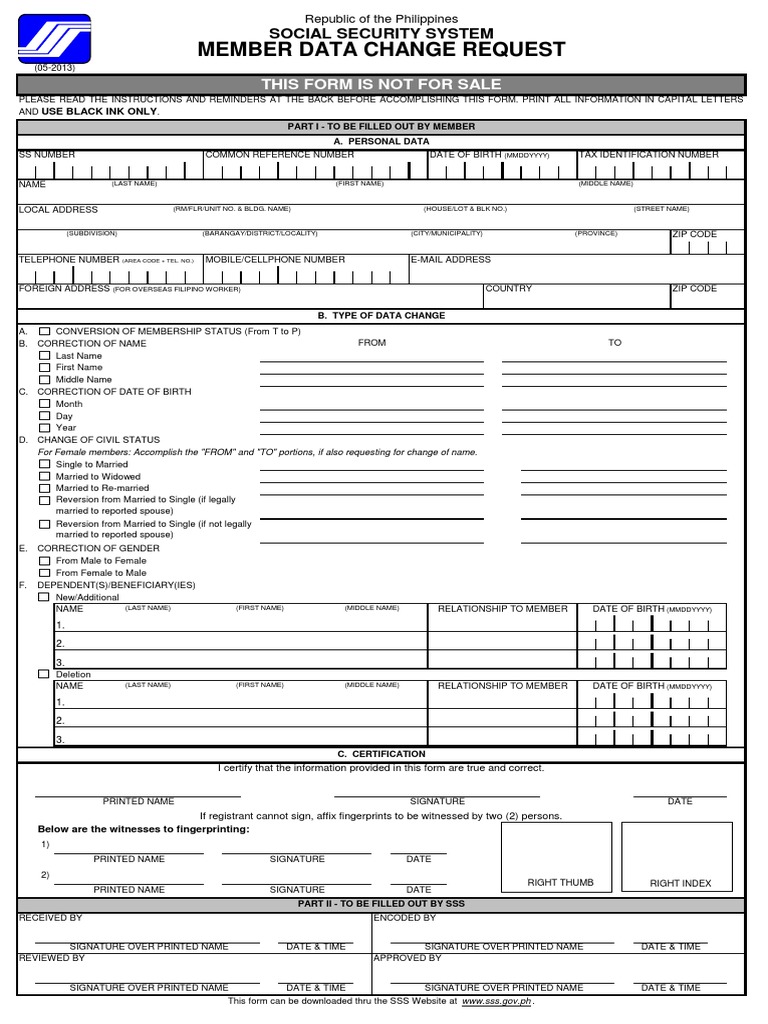SSSForms Change Request PDF | PDF | Annulment | Identity Document