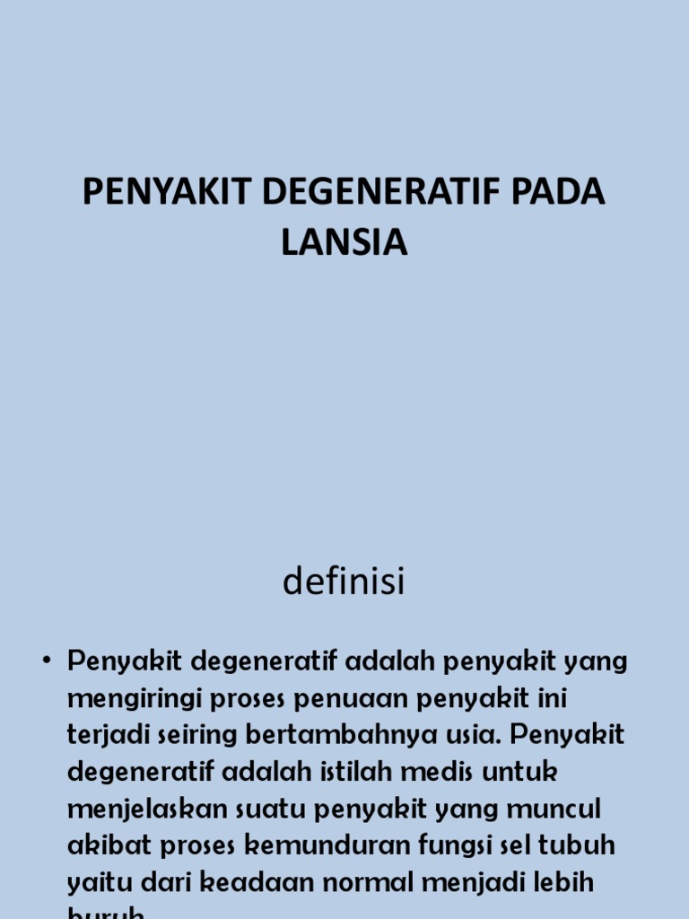 Penyakit Degeneratif Pada Lansia | PDF