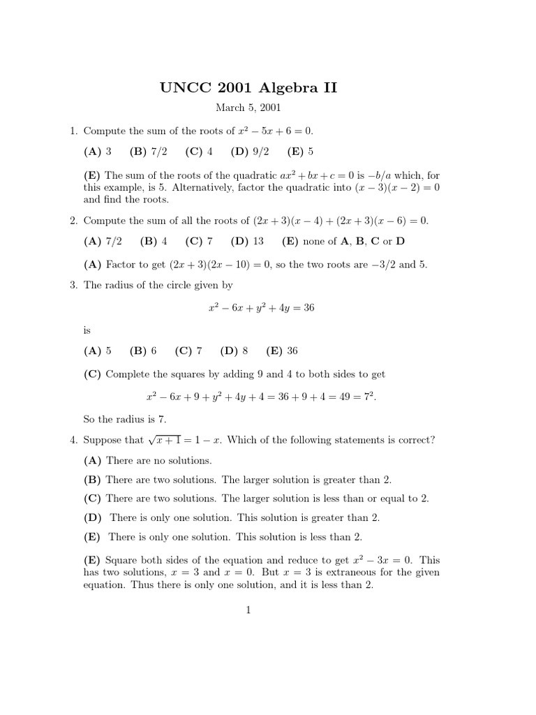 UNCC Math Contest (2001-2012) | PDF | Fraction (Mathematics ...