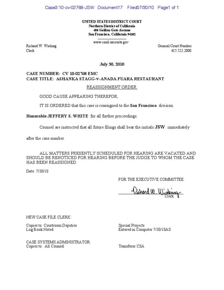 Reassignment Order | PDF