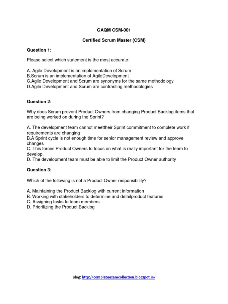 Sample CSM-001 PDF | PDF | Scrum (Software Development) | Technology ...