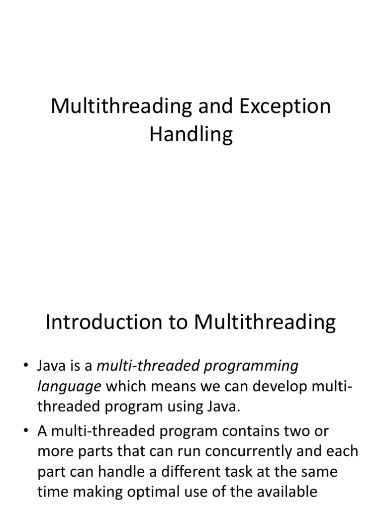 Multithreading and Exception Handling | PDF | Thread (Computing) | Information Technology Management