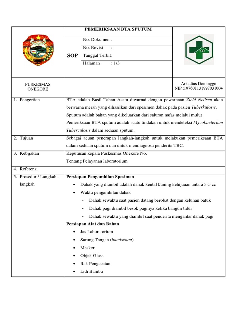 Pemeriksaan Bta Sputum | PDF