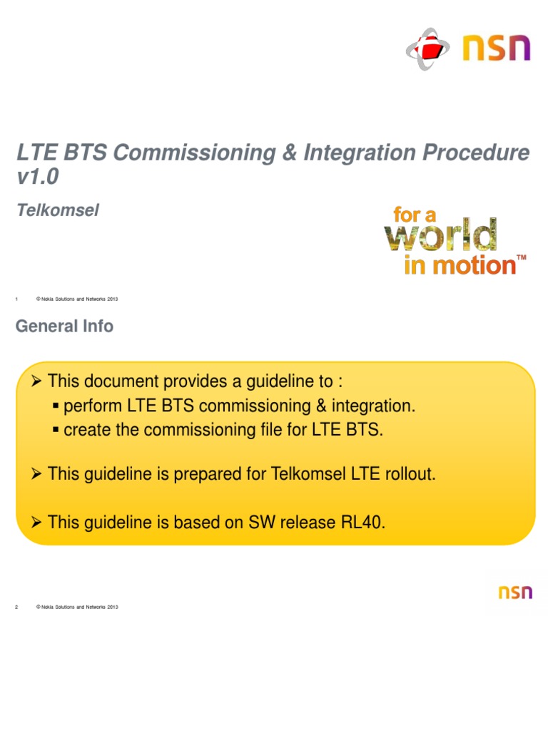 LTE BTS Commissioning Integration - Telkomsel | PDF | Lte ...