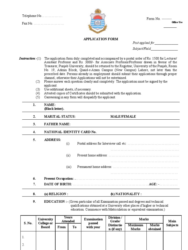 Jobform New | PDF | Postgraduate Education | Educational Assessment And Evaluation