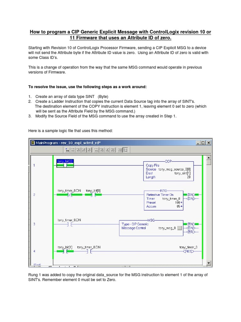 ControlLogix CIP MSG Guide | PDF | Computers