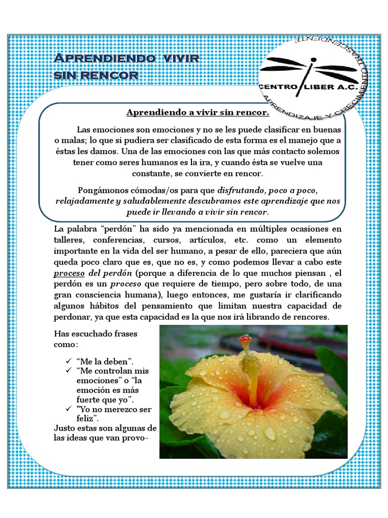Aprendiendo A Vivir Sin Rencor PDF | PDF | Perdón | Las emociones Aprendiendo A Vivir Sin Rencor PDF | PDF | Perdón | Las emociones