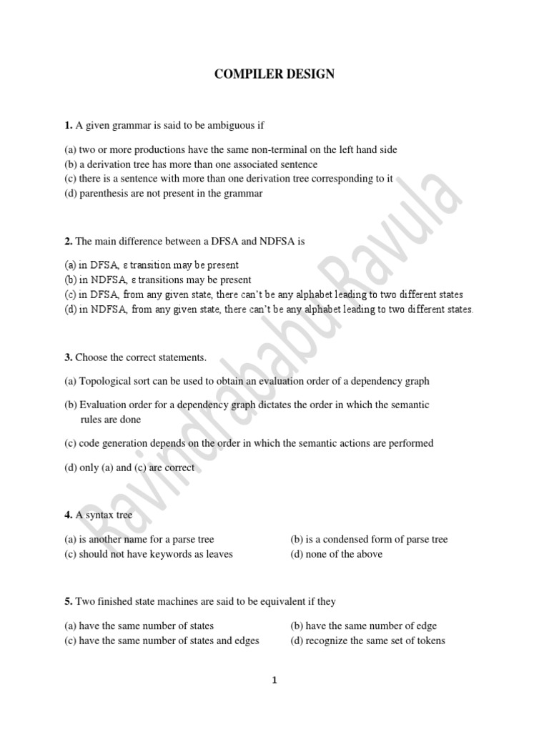 Compiler Design Question | PDF | C (Programming Language) | Parsing