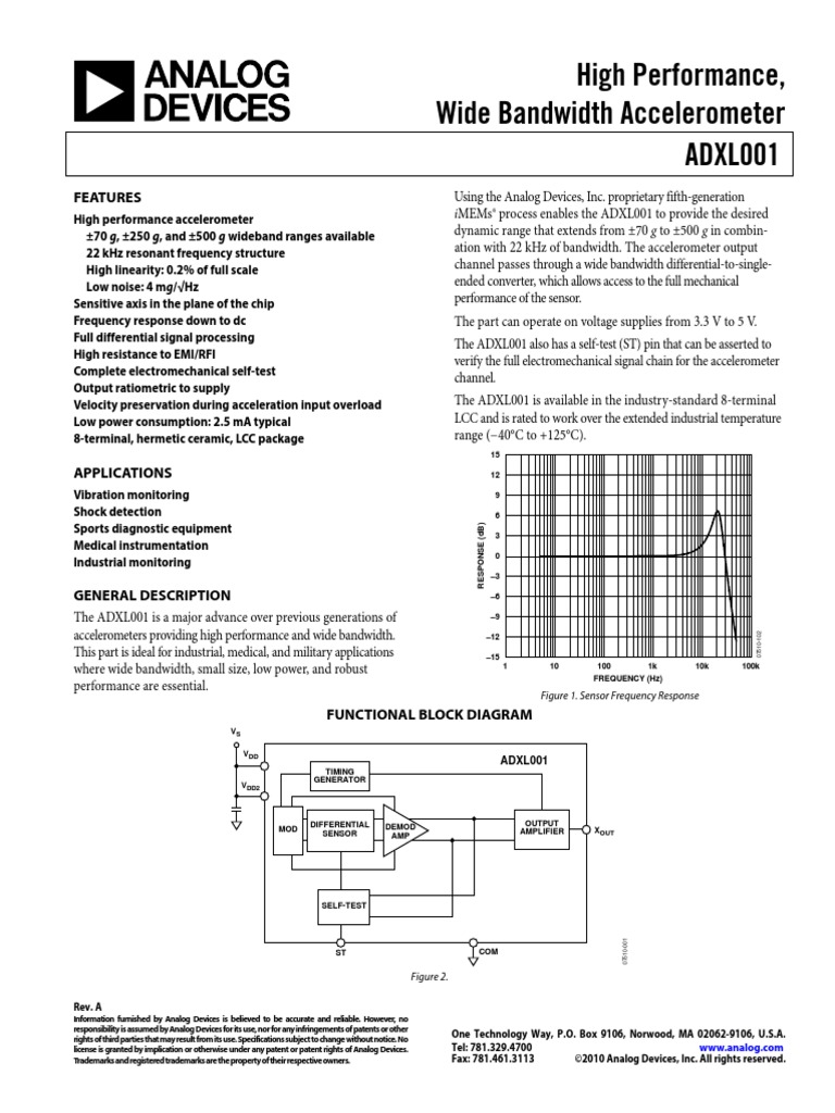 Adxl001 Pdf Accelerometer Bandwidth Signal Processing