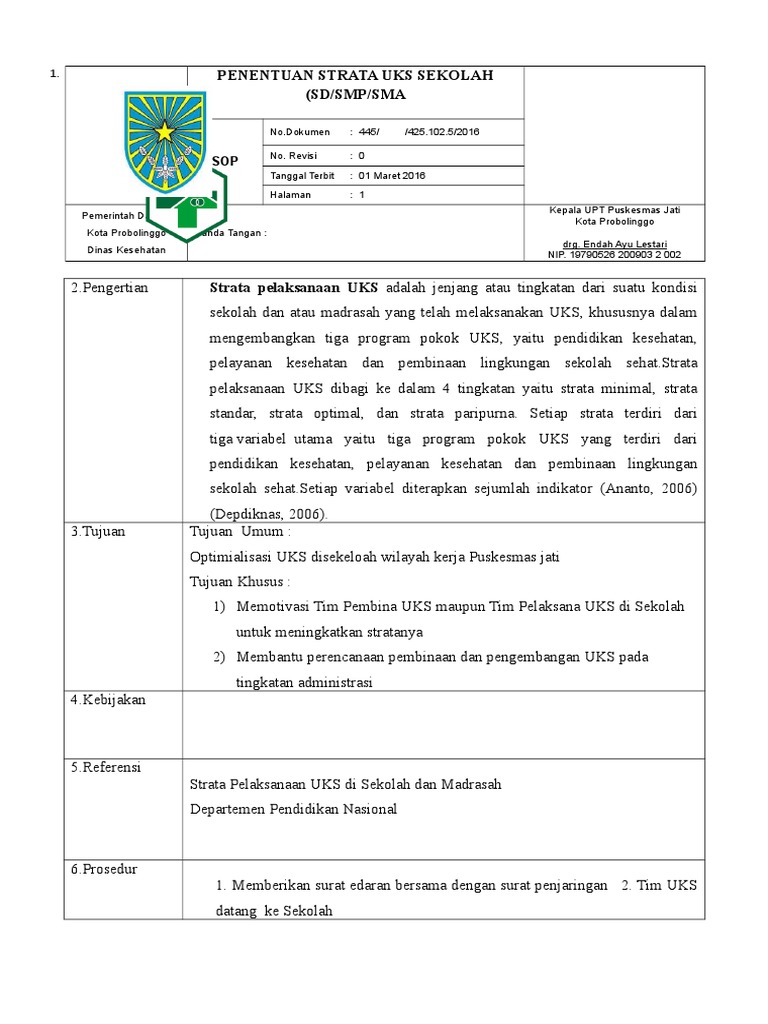 Panduan Strata UKS di Sekolah | PDF