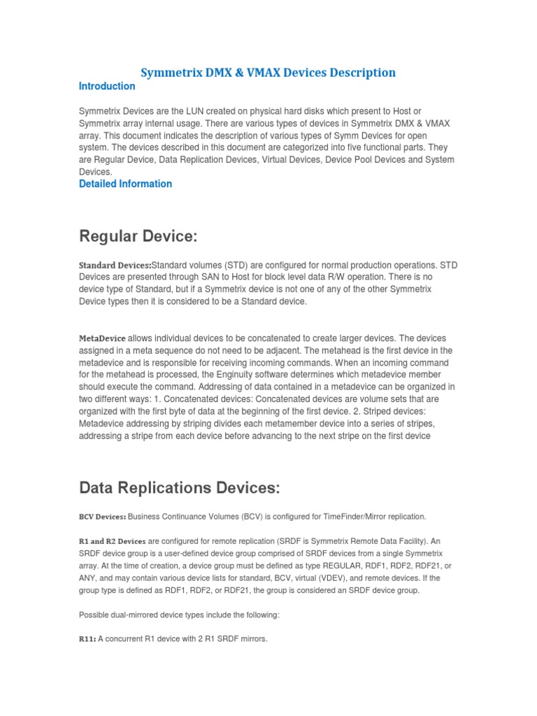 Regular Device:: Symmetrix DMX & VMAX Devices Description | PDF | Computer Data Storage ...