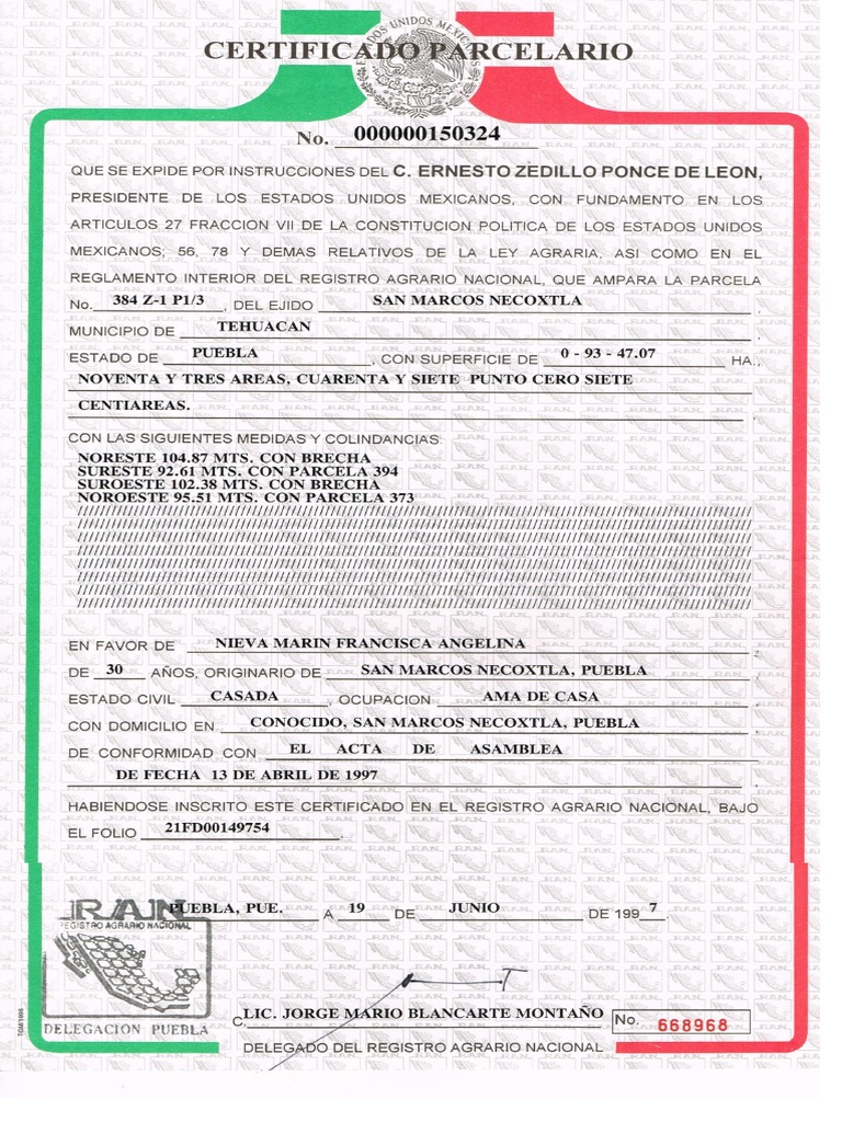 Certificado Parcelario | PDF