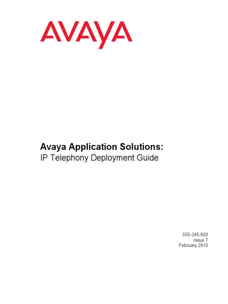 Avaya Application Solutions IP Telephony Deployment Guide | PDF ...