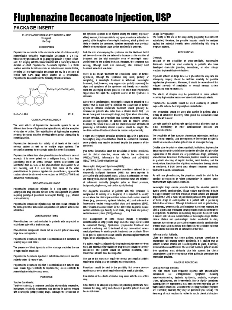 Fluphenazine | Antipsychotic | Injection (Medicine)