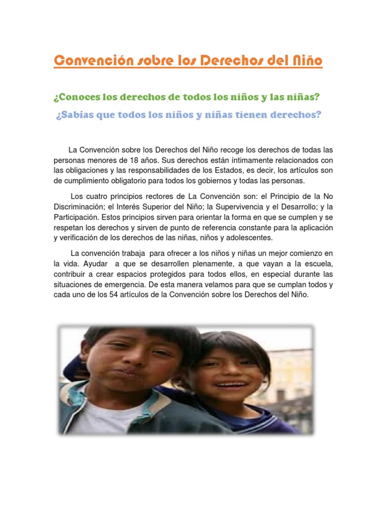 Convención Sobre Los Derechos Del Niño | PDF | Convención de los ...