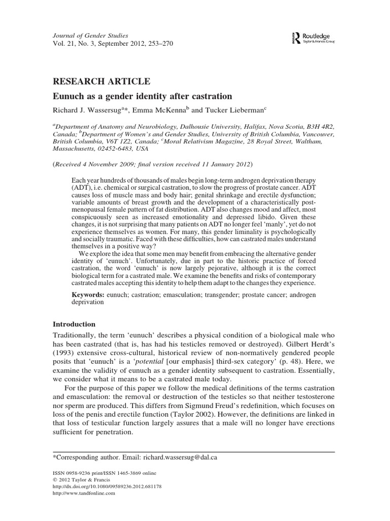 Eunuch As A Gender Identity After Castration PDF | PDF | Transgender ...