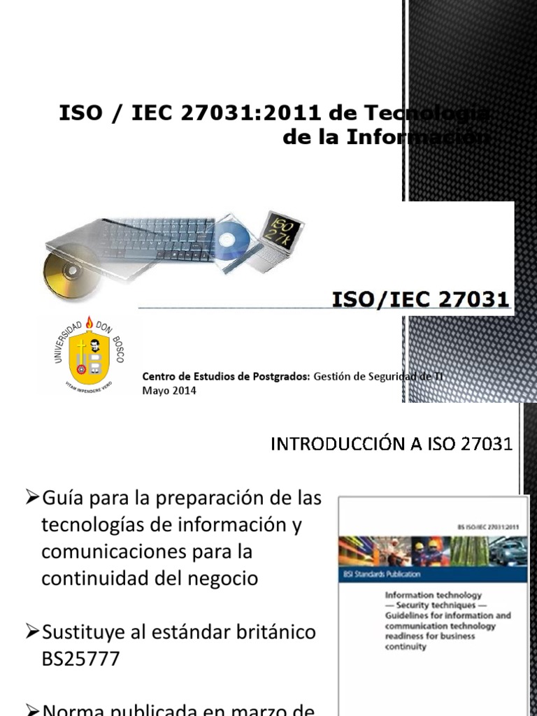 ISO-27031 | Organización internacional para la estandarización ...