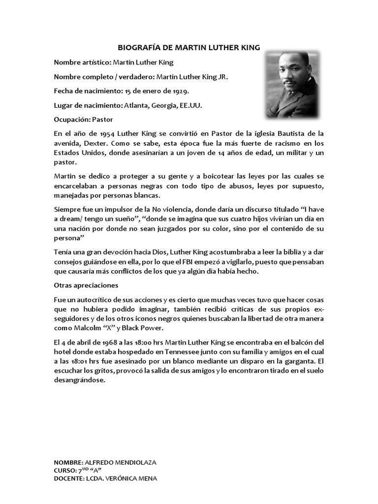 Biografía de Martin Luther King Jr. | PDF