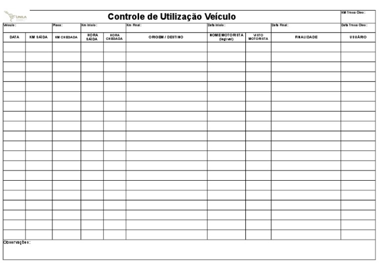 Controle de Utilização de Veículos | PDF
