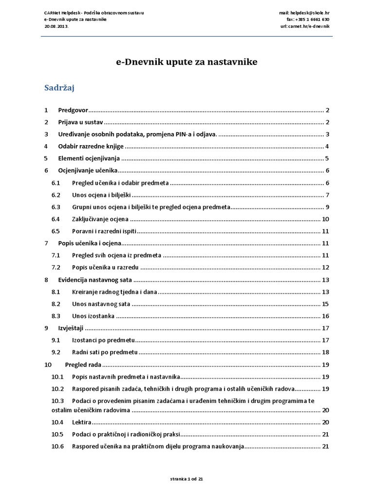 E-Dnevnik Upute Za Nastavnike