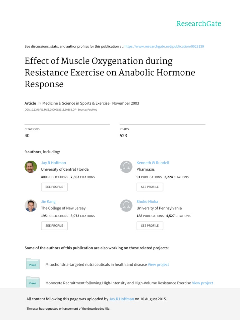 2003 Hoffman Et Al., 2003. NIRS and RT MSSE Paper | PDF | Strength ...