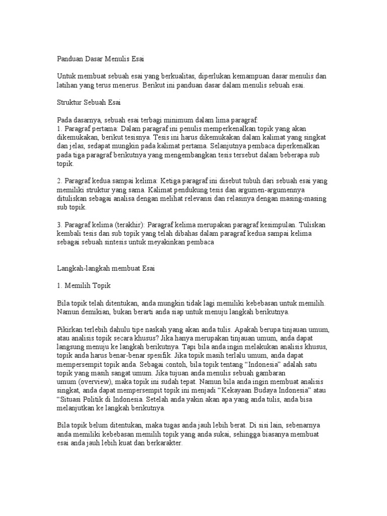 Panduan Dasar Menulis Esai | PDF