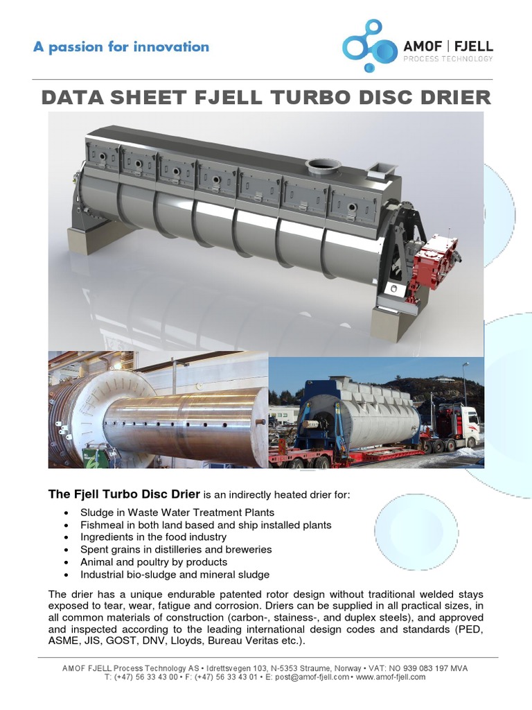 Data Sheet Turbodisc Drier PDF | PDF | Industries | Mechanical Engineering