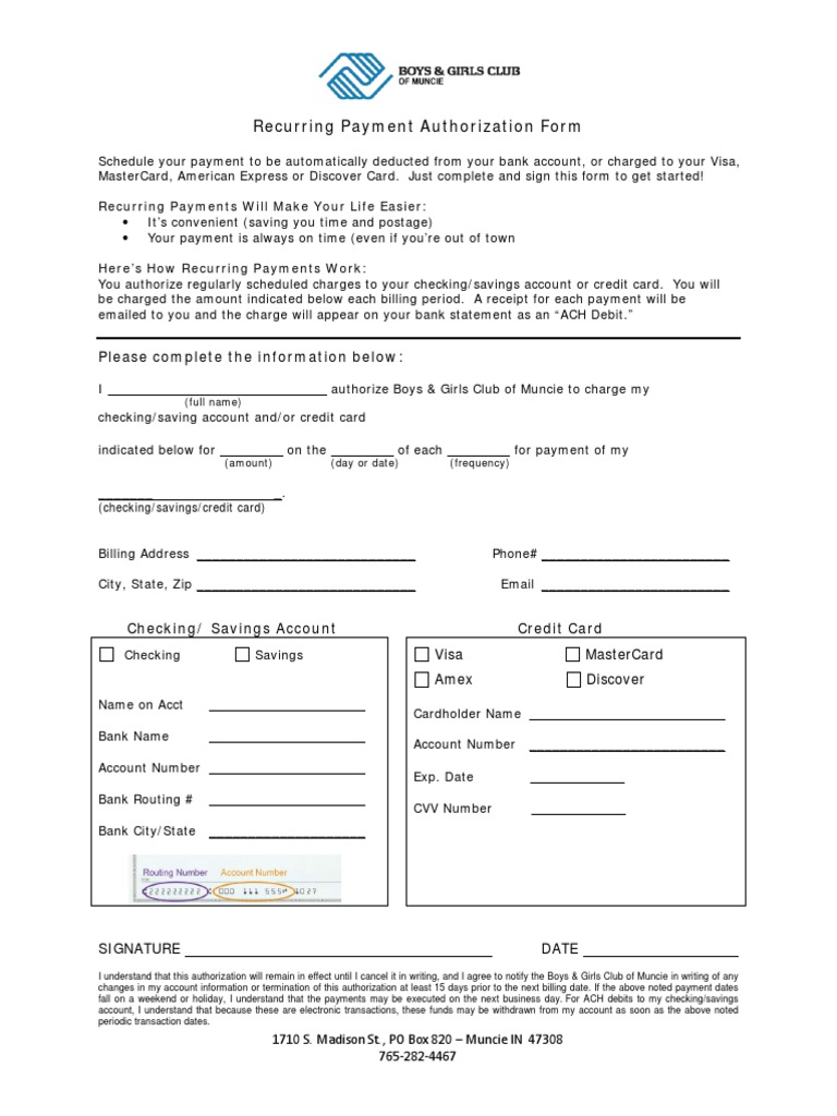 Recurring Payment Authorization Form | PDF | Payments | Credit Card