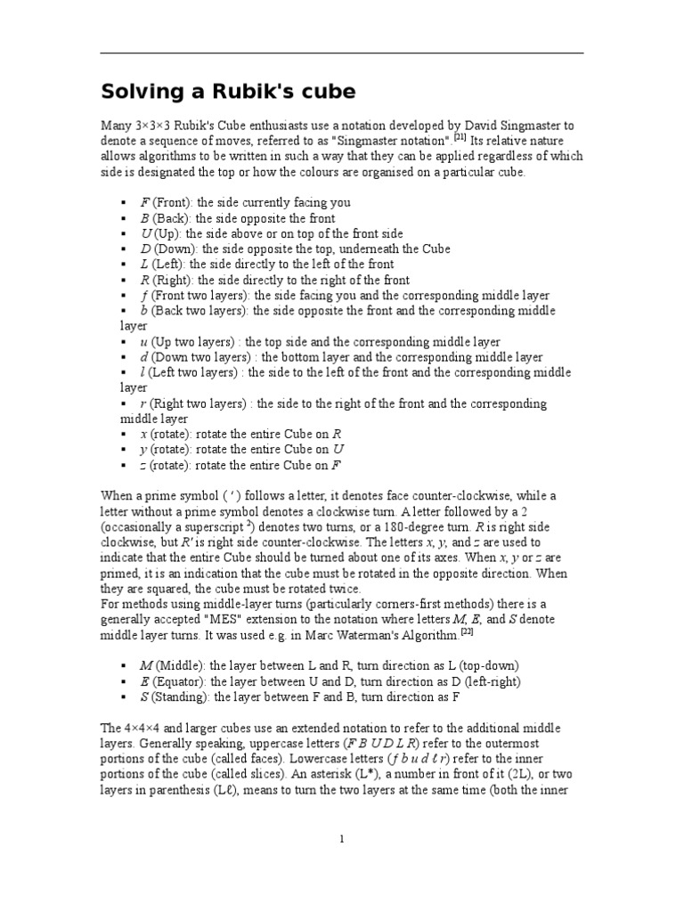Solving A Rubik Cube Pdf Logic Puzzles Teaching Mathematics