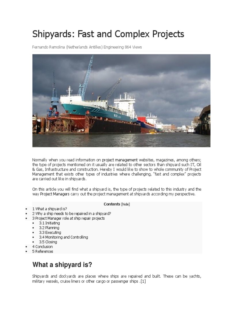 Project Manager (PMI) in Repair Shipyard | Download Free PDF | Project ...
