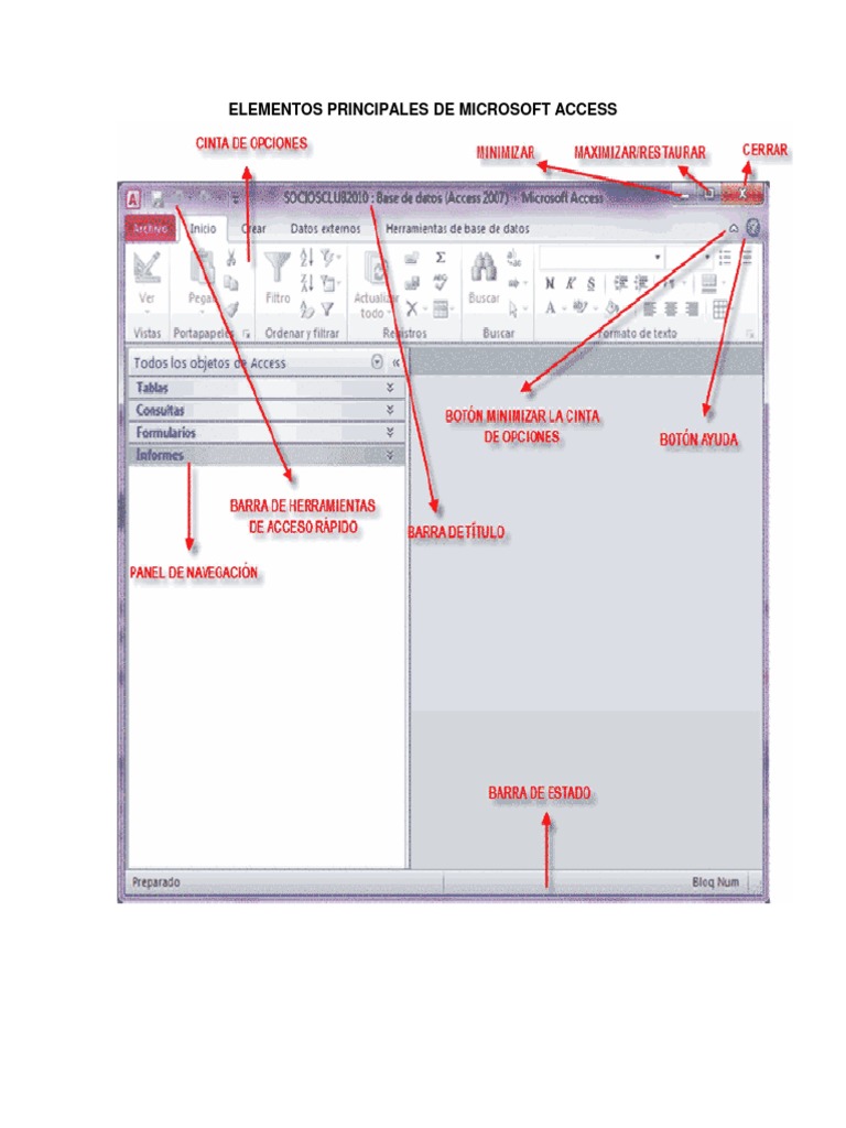 Elementos Principales de Microsoft Access | PDF
