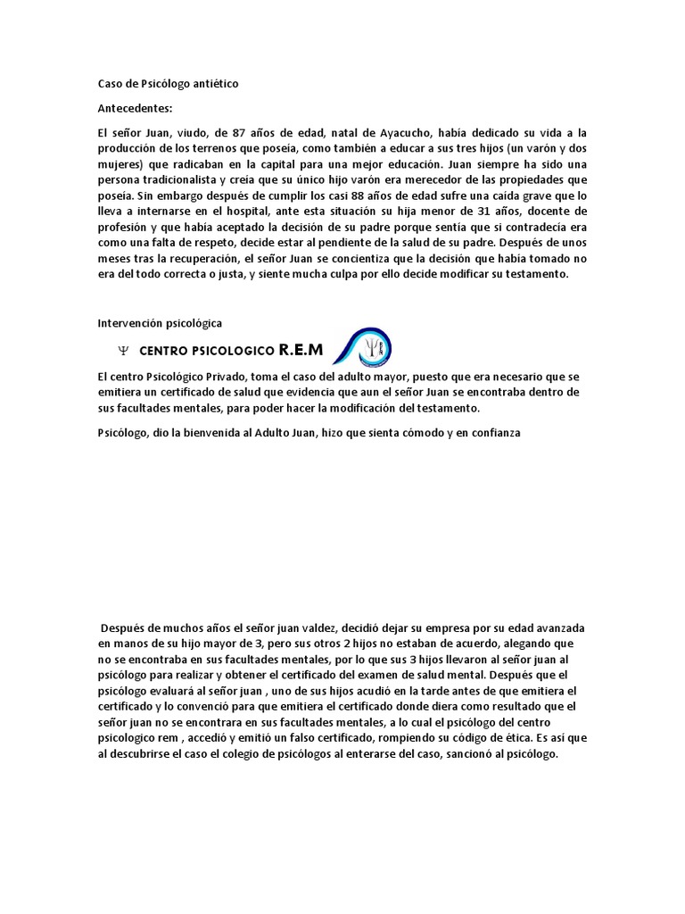 Caso de Psicólogo Antiético | PDF