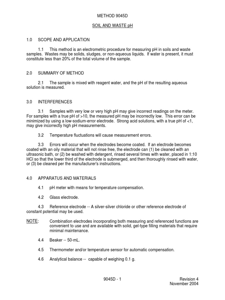 9045d EPA PDF | PDF | Ph | Physical Chemistry