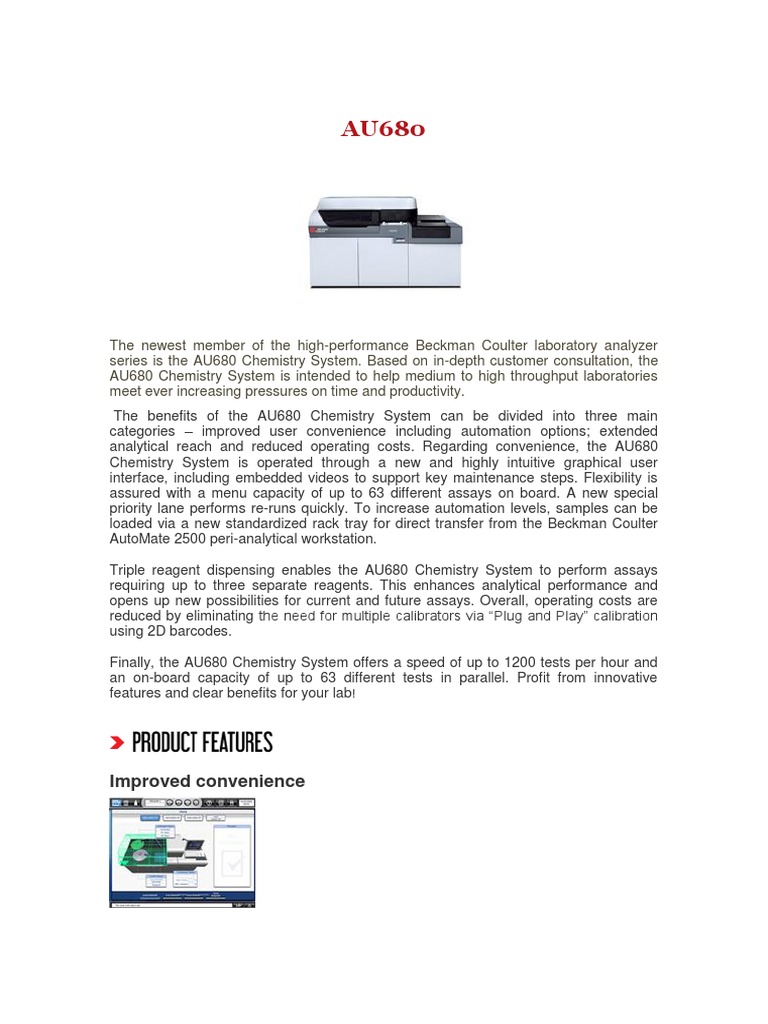 AU680 | PDF | Assay | Spectrophotometry