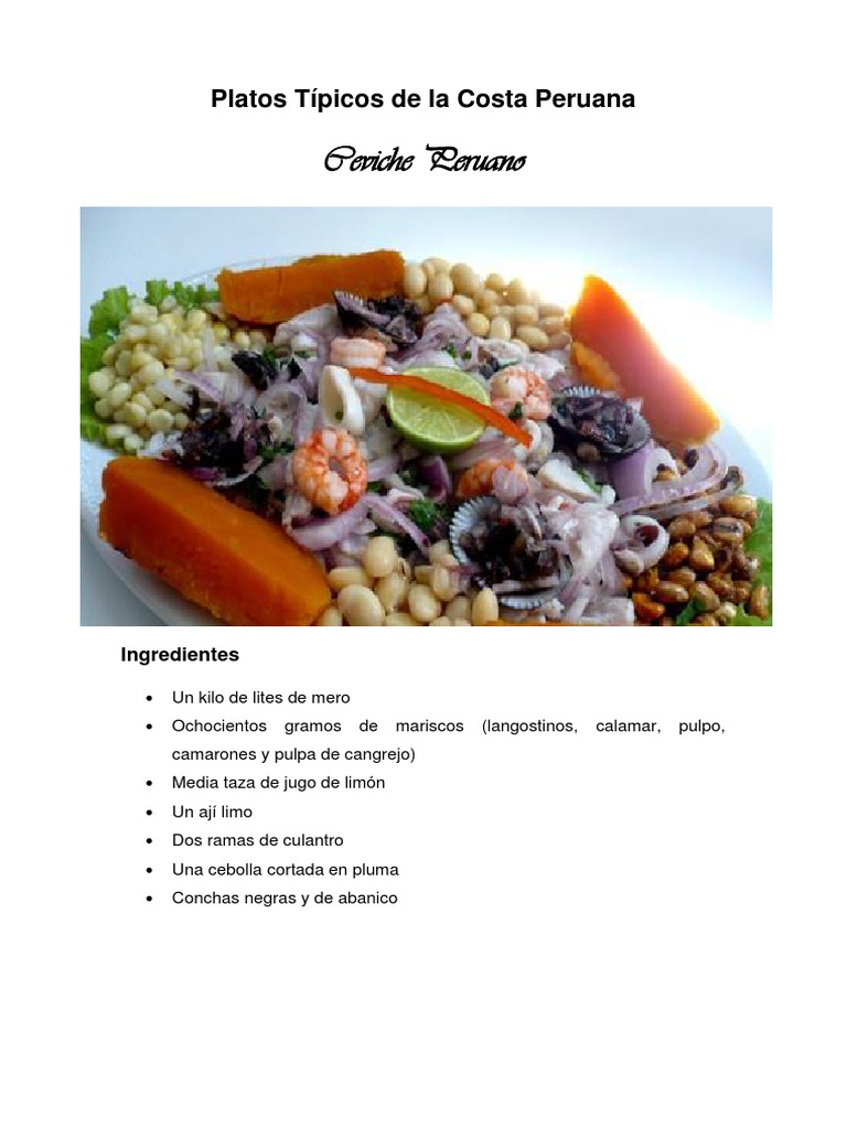 Platos Típicos de La Costa Peruana | PDF | Cocinando | Preparación de ...
