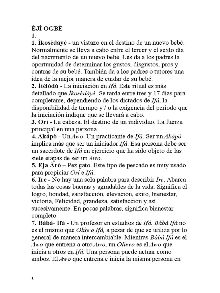 Ritual Ifá: Èjì Ogbè y su Significado | PDF | Religión y creencia ...