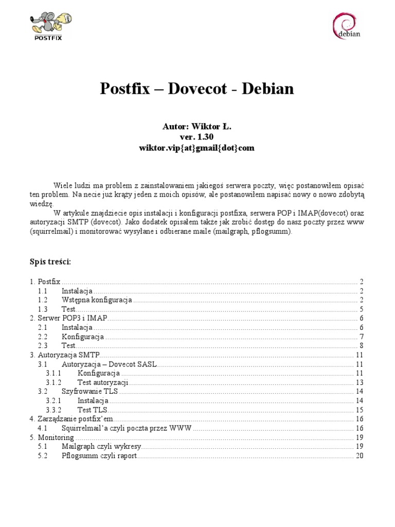 Howto Postfix Dovecot Debian v1.30 | PDF