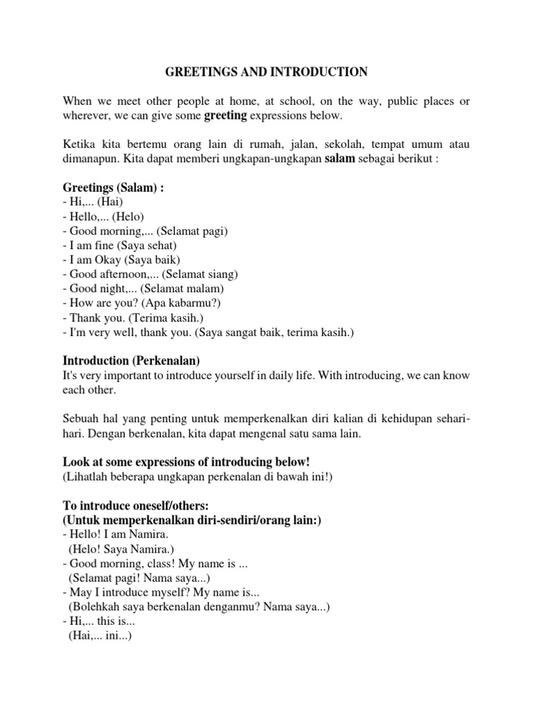 Greetings and Introduction | PDF