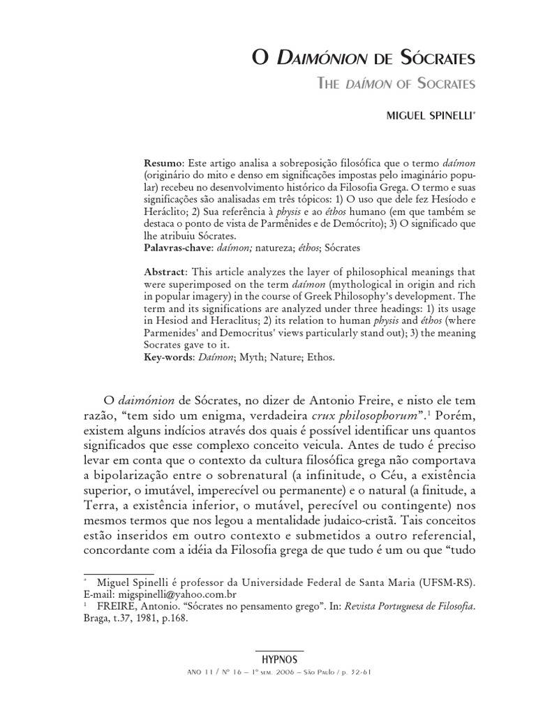 O Daimónion de Sócrates: Significados e Contextos | PDF | Mitologia ...