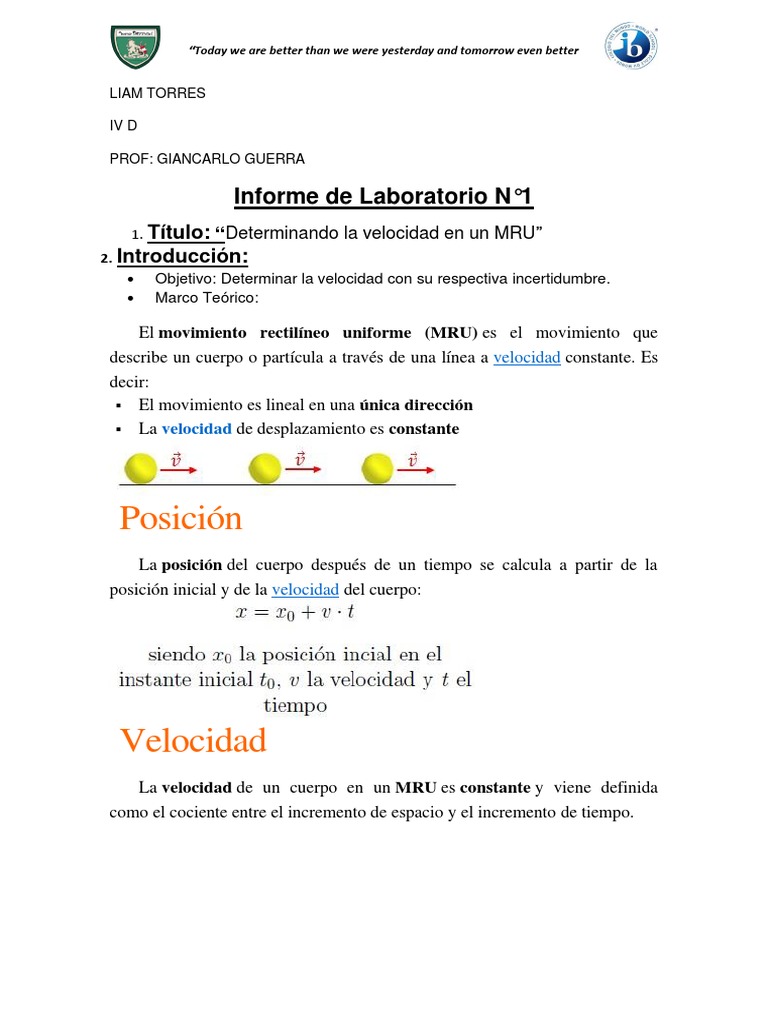 Laboratorio Física Mru | PDF | Velocidad | Aceleración