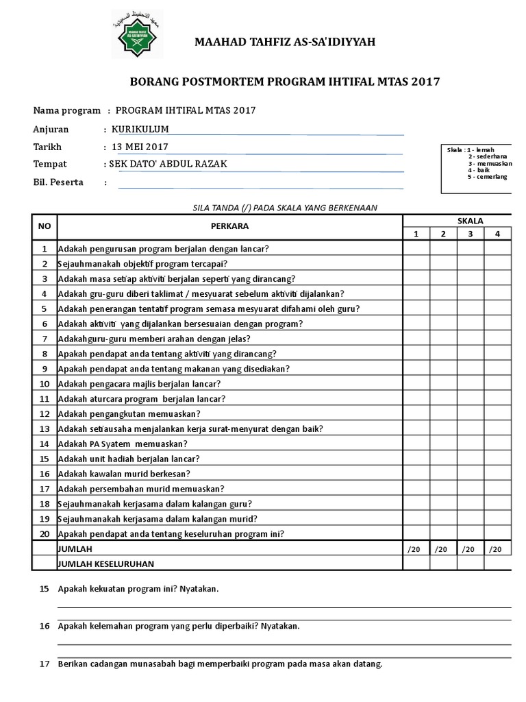 Borang Postmortem | PDF