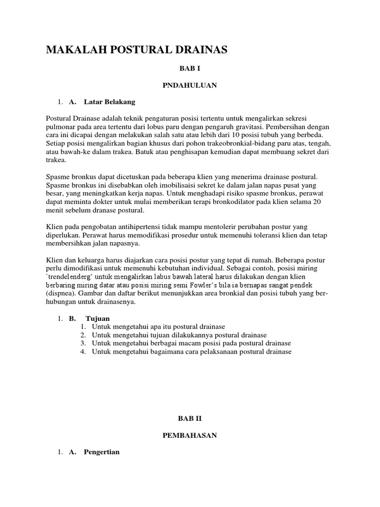 Makalah Postural Drainase | PDF