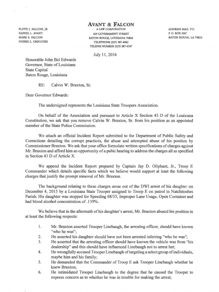 Falcon Letter and LSP Report On Braxton | PDF