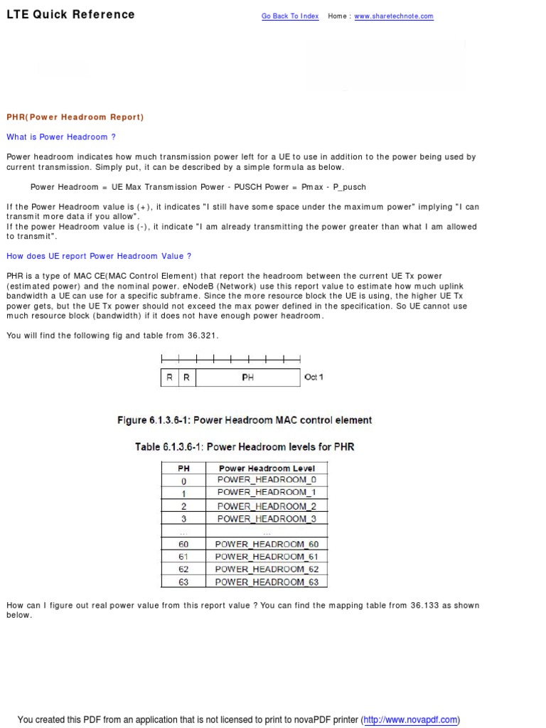 PHR Power Head Room LTE | PDF