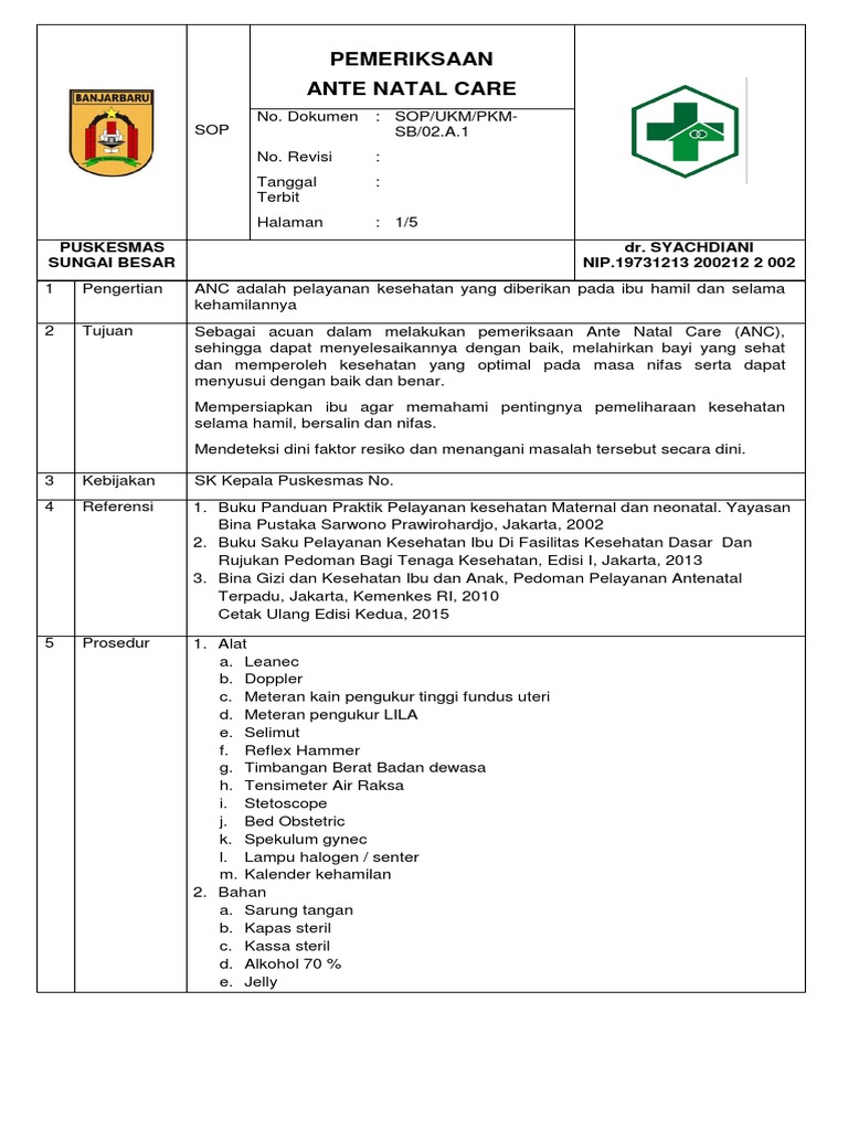 SOP ANC, Kartu Ibu, Kartu Bayi, Catin | PDF | Kesehatan Holistik ...