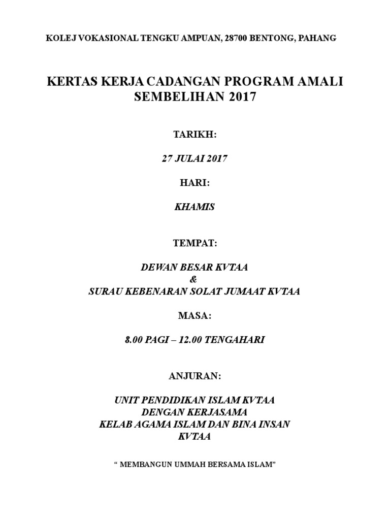 Program Amali Sembelihan 2017 | PDF